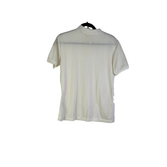 Vintage | Tops | Vintage 7s White Ribbed Knit Polyester Back Zip Shirt ...